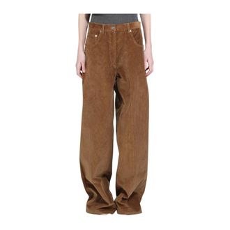 N&deg;21 Femme, Pantalons, Brun, Taille: 44 FR Pantalon large cinq poches en velours c&ocirc;tel&eacute;