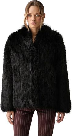 Patrizia Pepe Veste courte en fausse fourrure - Femme - Vestes - Noir - Taille: 38 FR