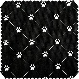Novely OXFORD 210D - D19 Pfoten Schwarz Weiß Raute 3x3 - Bedruckter Polsterstoff - Outdoor Dekostoff - Wasserabweisende Reißfeste Meterware 1lfm