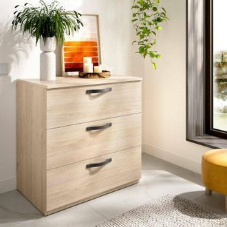 Dmora Dmora - Commode Dlovato, Commode pour chambre à coucher, Commode avec tiroirs 3, 70x45h72 cm, Chêne