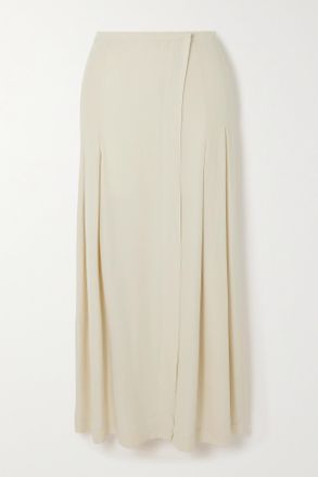 Toteme Jupe Longue Portefeuille En Cr&ecirc;pe &Agrave; Plis - Blanc
