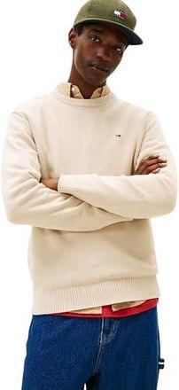 Tommy Jeans TJM Slim ESS Sweater EXT DM0DM21787 Pull pour Homme, Beige (Gulf Sand), S, Beige (Sable du golfe), S