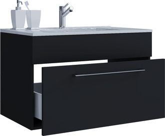 VCM 2-TLG. Waschplatz Waschtisch | Waschbecken Unterschrank Breite 80 cm | Badmöbel Set hängend mit Einer Schublade | Badinos