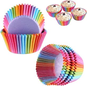 Haferl Pack of 200 baking cups, Muffin Backformen Cupcake Wrapper, rainbow paper cases, liners, muffin baking cups for desserts, weddings, birthdays, parties