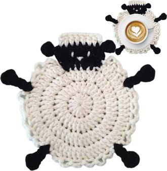 Generic Handgefertigte geh&auml;kelte Untersetzer, Schaf-Untersetzer f&uuml;r Getr&auml;nke, bedruckte Stricktasse, Schreibtischdekoration, isoliertes gewebtes Untersetzer-D