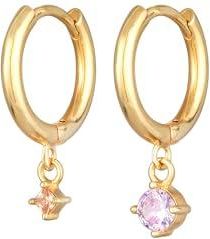 Elli Boucles dOreilles Femmes Créoles Pendentif Solitaire Couleur Or avec Cristaux