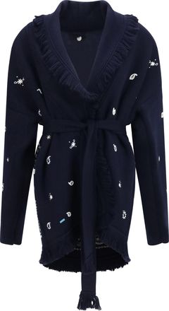 Alanui Hand-Embroidered Bandana Cardigan - Navy