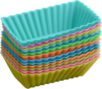 Amosfun Silikon Kuchenform Rechteckige Muffinbackform 12 St&uuml;ck Bunte Backformen F&uuml;r Muffins Kuchen Und Desserts 3.15X0.98X0.79 Zoll Hitzebest&auml;ndig Und Wiederv