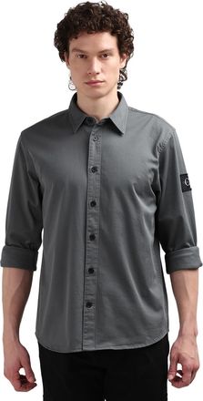 Calvin Klein Jeans Herren Hemd Relaxed Shirt Langarm, Grau (Endless Grey), XXL
