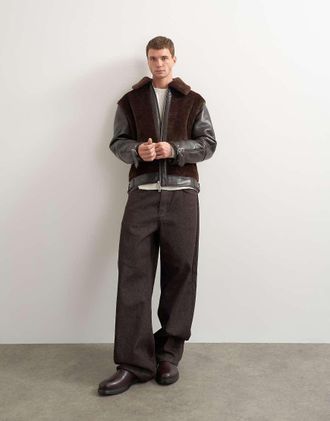 Topman Jacke aus Kunstlammfell in Schokobraun