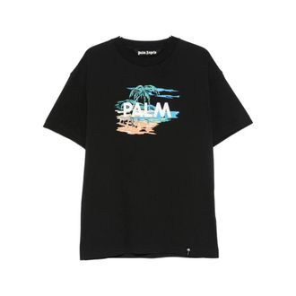 Palm Angels Rundhals-T-Shirt - - Tops - Herren - Schwarzk - L