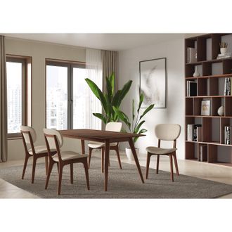 Norrwood home24 Polsterstuhl Nadir 2er-Set 50 x 88 x 62cm Braun/Beige/Creme Nussbaum Dekor