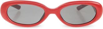 Maison Margiela unisex, Accessoires, Rouge, Taille: ONE Size Lunettes de soleil ovales aspect cuir