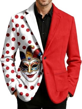 Generic Veste en velours c&ocirc;tel&eacute; pour homme - Imprim&eacute; multicolore - Costume de carnaval avec motif de ville - Veste en velours c&ocirc;tel&eacute; moderne - Blazer de loisi
