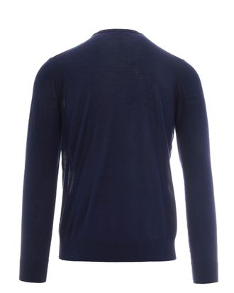 Ballantyne Mens Sweater R-Neck Navy Silk Cashmere Jumpers