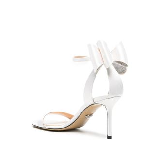 Mach & Mach Crystal-Embellished Bow Sandal - White