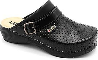 Leon 3300 Sabots Mules Chaussons Chaussures en Cuir, Femme, Noir, EU 36