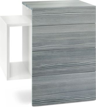 Vladon Nachttisch Queens, Made in Germany, Nachttischschrank mit 2 Schubladen und 1 seitlichem Fach zur Wandmontage, Weiß matt/Avola-Anthrazit (60 x 63 x 36 