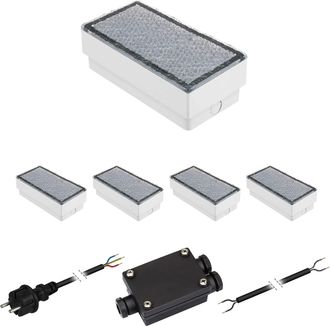 LEDs Com 5er-Set LED Pflasterstein CUS, warm-weiß, IP67, 230V, 20x10x4cm