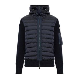 Moncler Rollkragen-Strickjacke mit gesteppter Vorderseite - - Knitwear - Herren - Blau - M