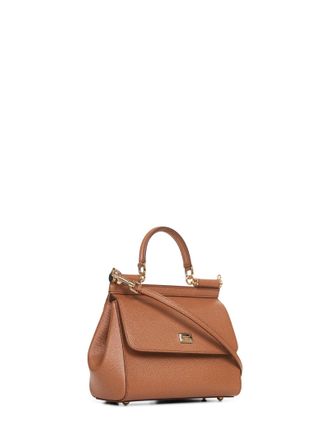 Dolce & Gabbana Womens Handbag Medium Sicily Beige Calfskin Leather Handbags Hand Bags