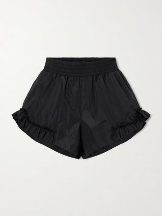 Simone Rocha Short En Tissu Technique &Agrave; Volants - Noir