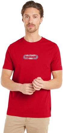 Tommy Hilfiger Herren T-Shirt Kurzarm Rundhalsausschnitt, Rot (Primary Red), S