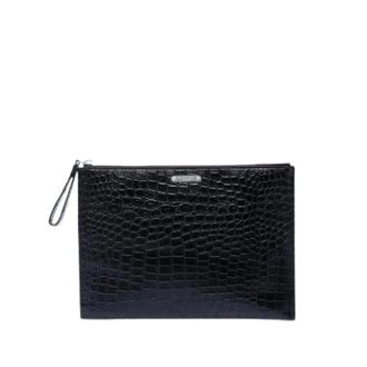 Saint Laurent Pre-owned Embossed Leather Clutch - - Pre-owned - Damen - Schwarzk - ONE SIZE