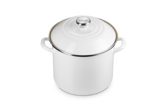 LE CREUSET Le Creuset Traditioneller Suppentopf aus Emaille auf Stahl, 10 l, Wei&szlig; mit Edelstahlknauf