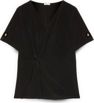Fiorella Rubino Femme, Blouses et Chemises, Noir, Taille: 36 FR T-shirt drap&eacute; en jersey