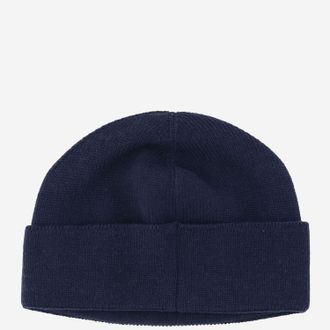 Valentino Garavani Mens Cotton And Wool Beanie With Logo Navy Hat