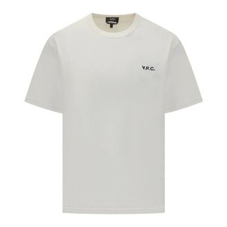 A.P.C. A.p.c., Homme, Tops, Blanc, Taille: XL T-shirt Boxy en coton &agrave; col rond