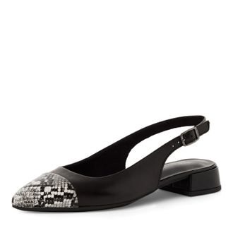 Tamaris Slingpumps TAMARIS, Damen, Gr. 36, schwarz, Leder, Lederimitat, unifarben mit Farbeinsatz, Schuhe Slingpumps, Blockabsatz, Businessschuh mit verstellb