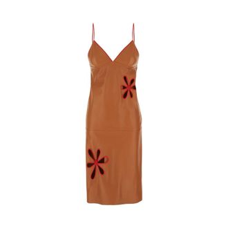 Fendi Kleid mit V-Ausschnitt - - Dresses - Damen - Braun - 2XS