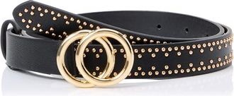 Pieces Ceinture en Jean à Manches Courtes, Noir/détails : Garniture dorée, 85 cm Femme