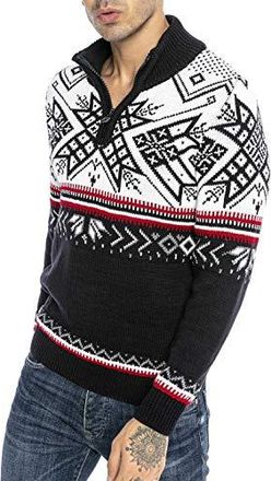 Red Bridge Pull tricoté pour Homme Chandail norvégien à col Montant Bleu XXL