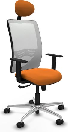 Piqueras y Crespo Zulema B&uuml;rostuhl mit 1D-Armen, h&ouml;henverstellbare Lendenwirbelst&uuml;tze und festes Kopfteil, ausgestattet mit 3 Positionen und Schneidschaum, Wei&szlig;/Orange