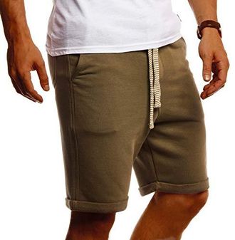 LEIF NELSON Bermuda LN8352 - Pour homme - En coton - Pour le jogging, les loisirs, le sport, le fitness, kaki, L