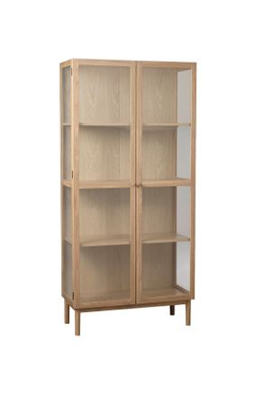 Boxxx Vitrine, Eiche, Holz, Eiche, massiv,massiv, teilmassiv, 3 F&auml;cher, 90x190x40 cm, stehend, Wohnzimmer, Wohnw&auml;nde, Vitrinenschr&auml;nke