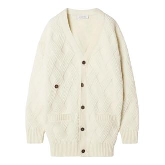 Lanvin Lockerer Cardigan aus Zopfstrick-Wolle - - Knitwear - Herren - Wei&szlig; - S/M