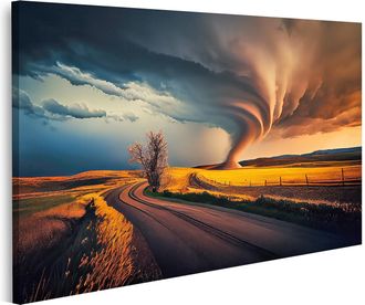 Islandburner Leinwandbild Sturm Landschaft mit bedrohlichem Tornado und dramatischem Himmel - Leinwand 80x40cm