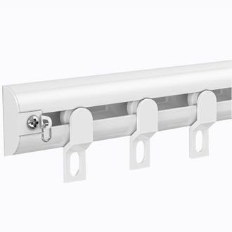 Generic Selbstklebende Decken Vorhangschiene Ultrad&uuml;nne Gardinenschiene M&uuml;heloses Gleiten f&uuml;r Dusch Erker RV Raumteiler Vorh&auml;nge(White (side),290cm(9.5ft))