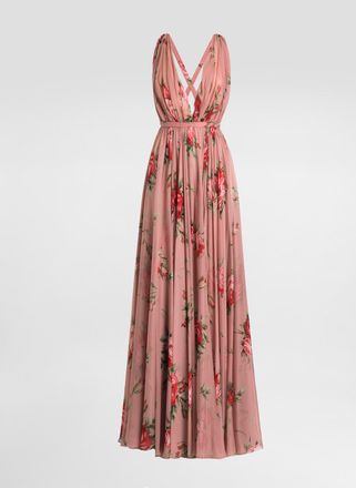 Dolce & Gabbana Rose Bouquet-print Chiffon Dress - Frau Collection Multicolor 44