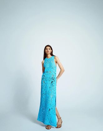 Topshop Robe longue au crochet de qualité supérieure - Bleu