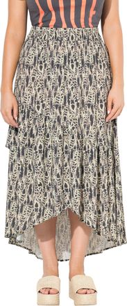 Ulla Popken Damen gro&szlig;e Gr&ouml;&szlig;en &Uuml;bergr&ouml;&szlig;en Plus Size Maxirock, Bedruckt, A-Linie, Ziern&auml;hte, Elastikbund helles Mint 46+ 838101402-46+