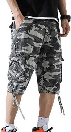 ORANDESIGNE Shorts Cargo Homme Rétro Baggy Pantacourt Casual Combat Pantalon Court Militaire Outdoor Bermudas Multi-Poches de Loisir Travail Sport Jogging Grande 