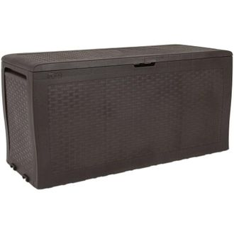 Dmora Dmora - Aufbewahrungstruhe f&uuml;r drau&szlig;en Kingston, Gartenbox, Outdoor-Truhe, Stauraumbank f&uuml;r au&szlig;en, 116x45 h57 cm, Braun