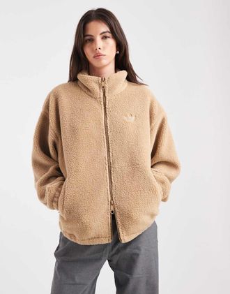 adidas Originals Jacke aus Teddyfleece in Beige-Brown