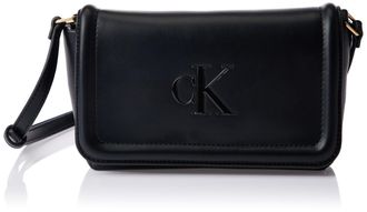 Calvin Klein Damen Bold Ck Flap Crossbody Lv04F1027G Crossover, Black (Black)