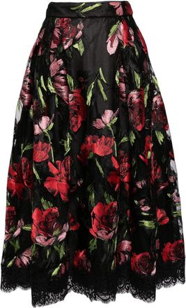 Shiatzy Chen Libre Collection Rock mit Rosenstickerei - Schwarz